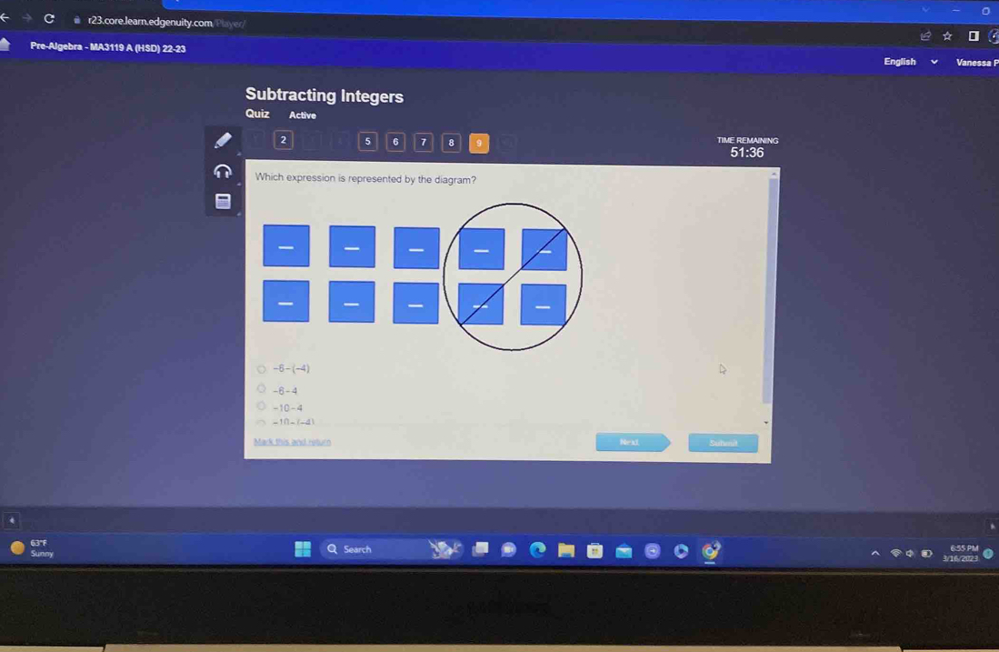 Solved: Pre-Algebra - MA3119 A (HSD) 22-23 Vanessa F English ...