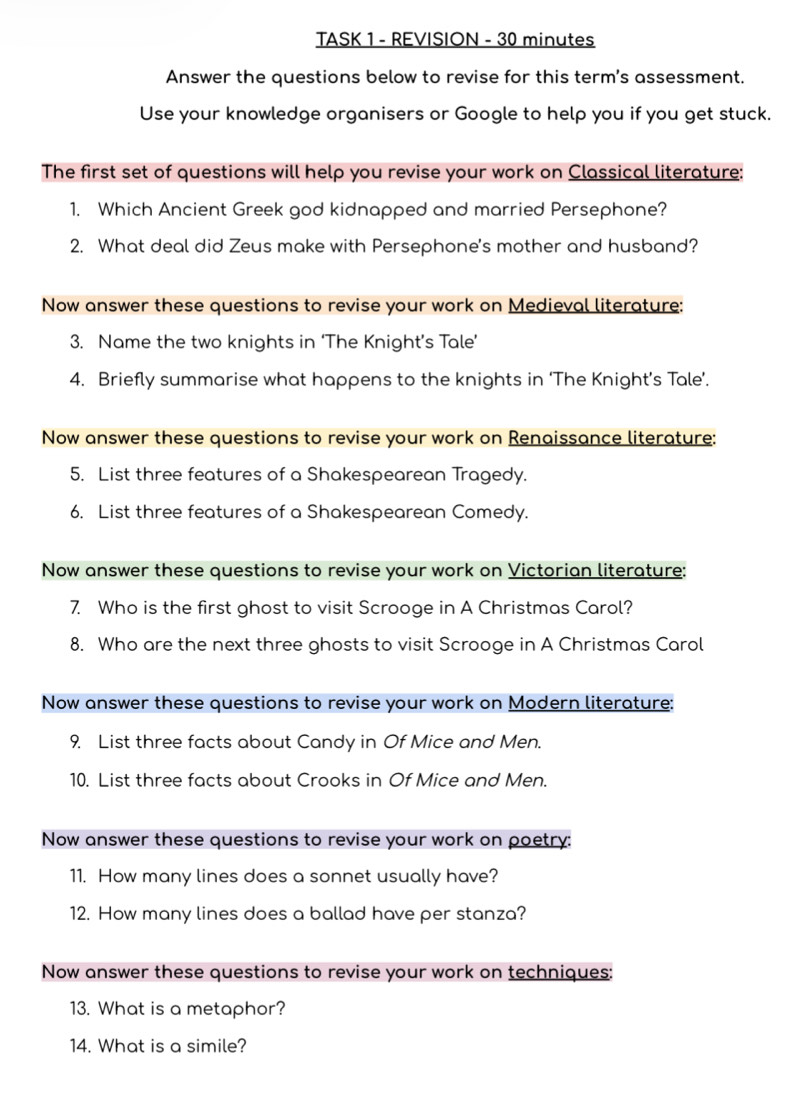 Gelöst:TASK 1 - REVISION - 30 minutes Answer the questions below to ...