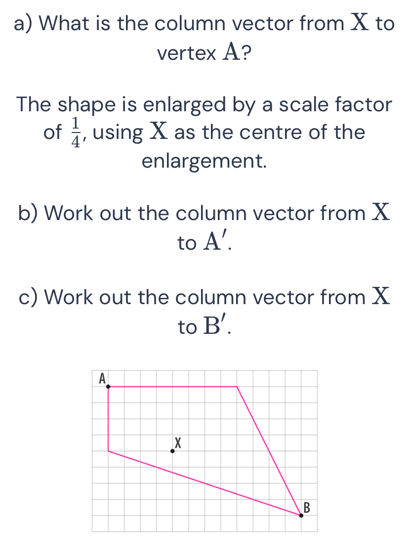 Solved: What is the column vector from X to vertex A? The shape is ...