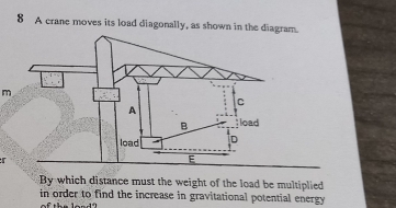 Solved: A crane moves its load diagonally, as shown in the diagram. m ...