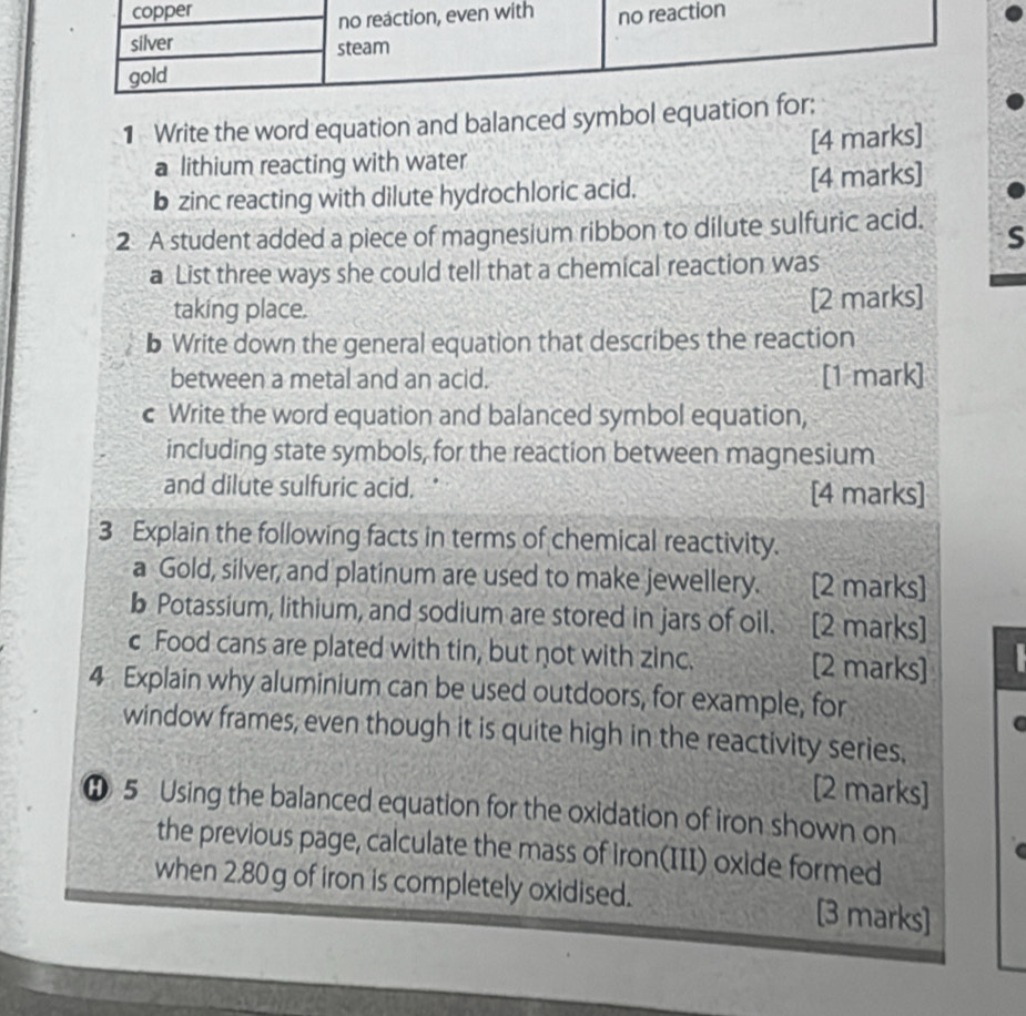 Solved: Write the word equation and balanced symbol equati a lithium ...