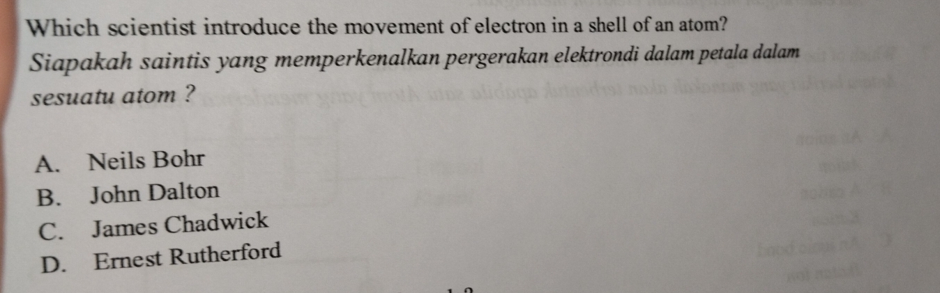 Selesai:Which scientist introduce the movement of electron in a shell ...