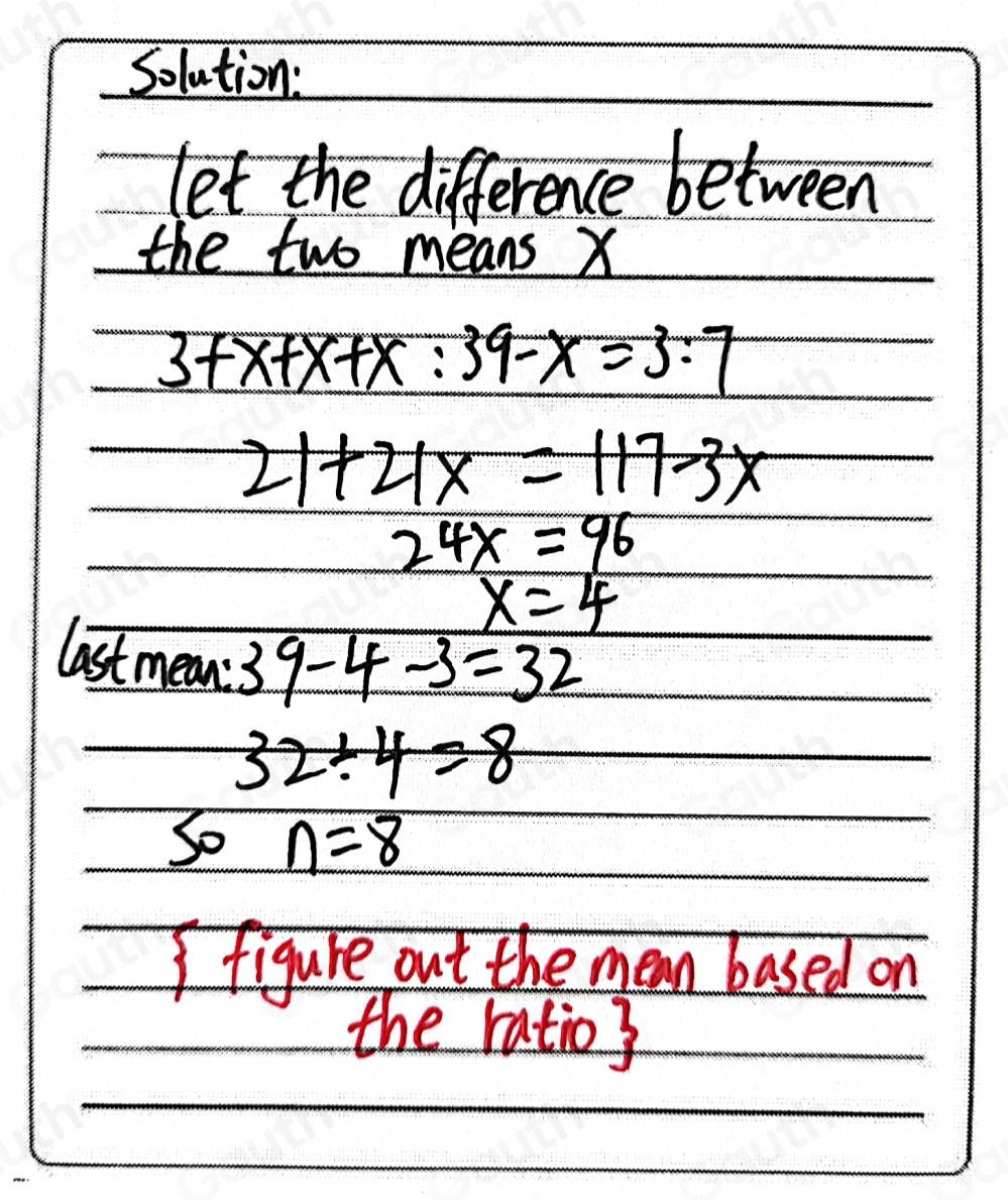 Solved: There are n arithmetic means between 3 and 39. Find the value ...
