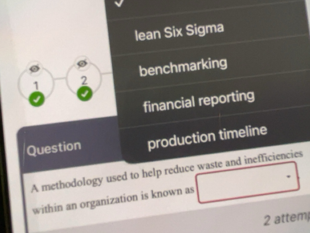Solved: lean Six Sigma benchmarking 1 2 I financial reporting Question ...