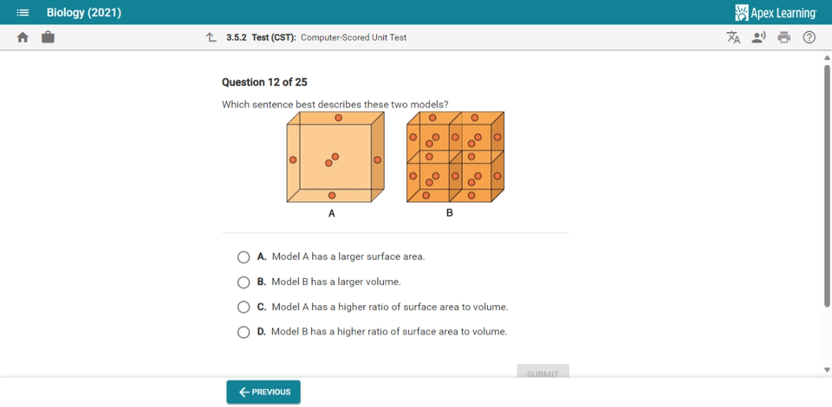 Solved: Biology (2021) Apex Learning 3.5.2 Test (CST): Computer-Scored ...