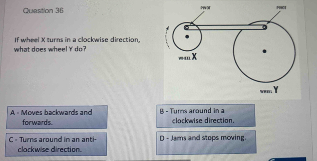 Solved: If wheel X turns in a clockwise direction, what does wheel Y do ...