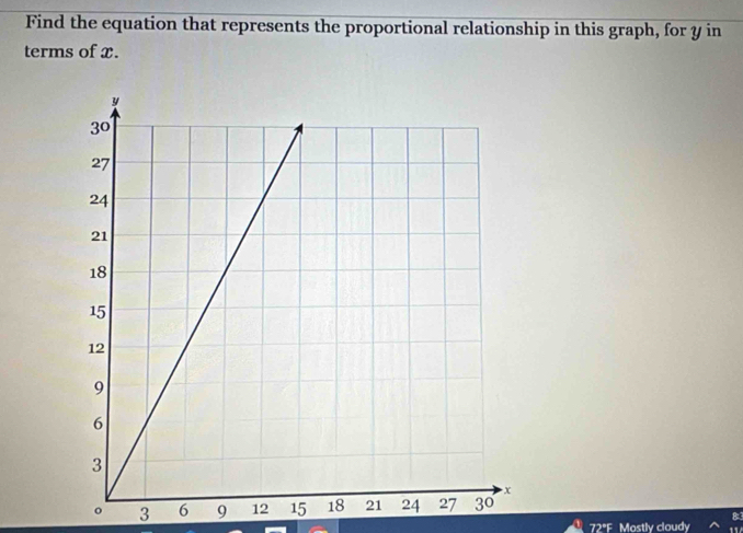 Solved: Find the equation that represents the proportional relationship ...