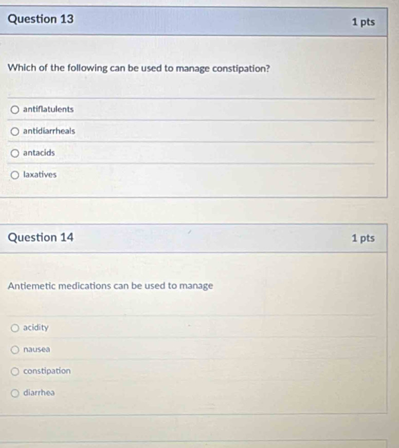 Solved: Which of the following can be used to manage constipation ...