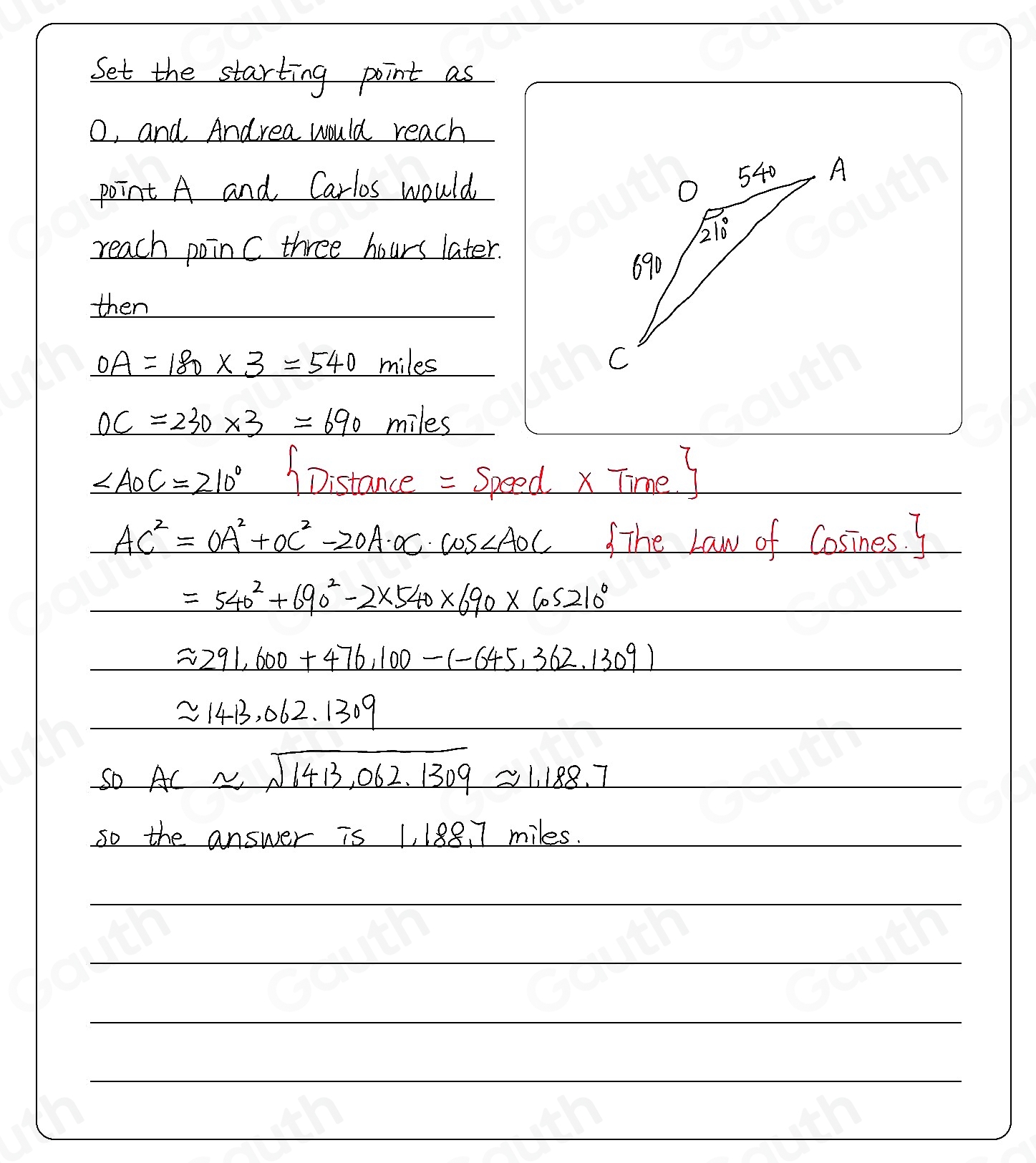 Solved: Andrea and Carlos left the airport at the same time. Andrea ...