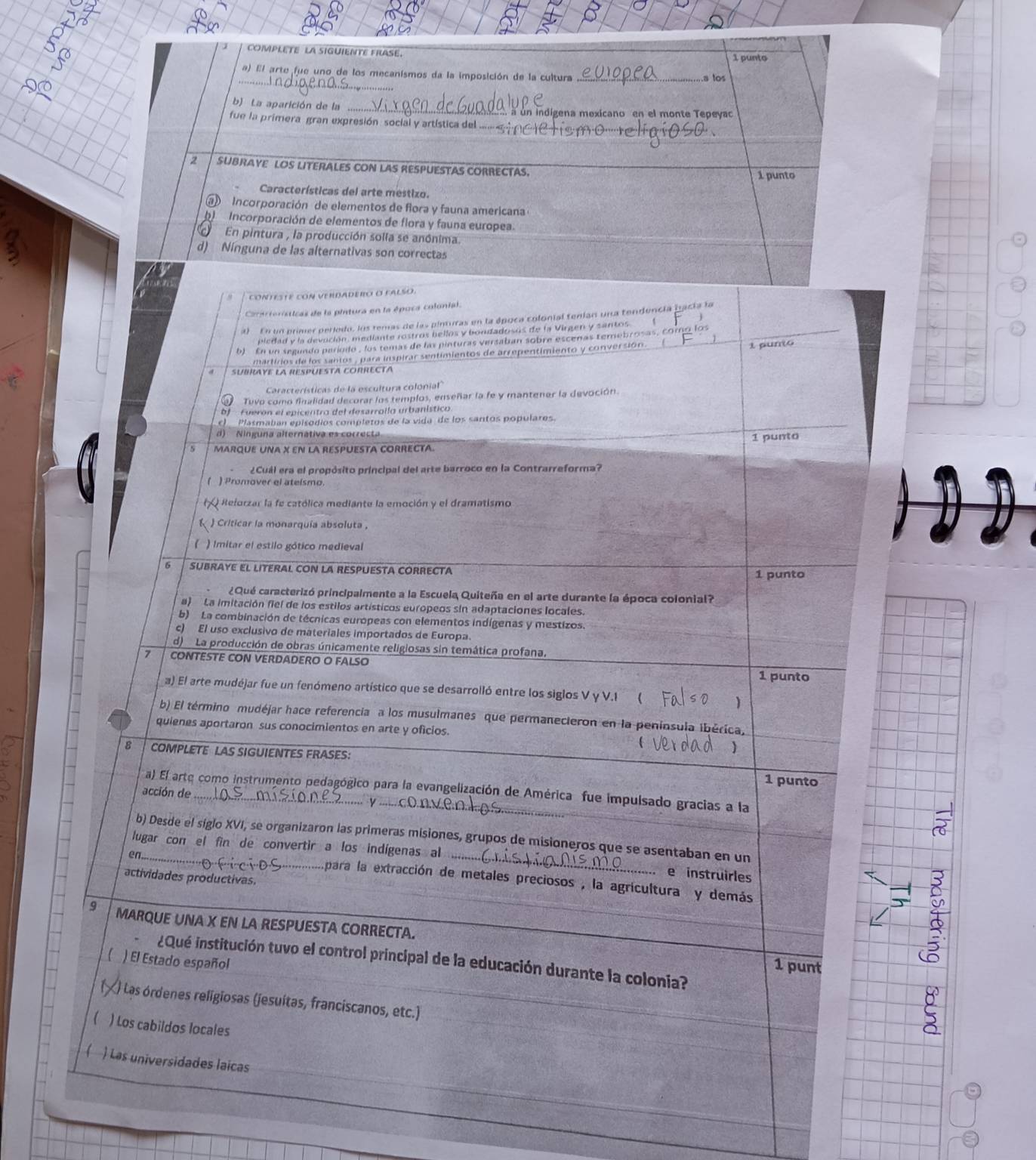 Resuelto:COMPLETE LA SIGUIENTE FRASE. 1 punto _ a) El arte fue uno de ...