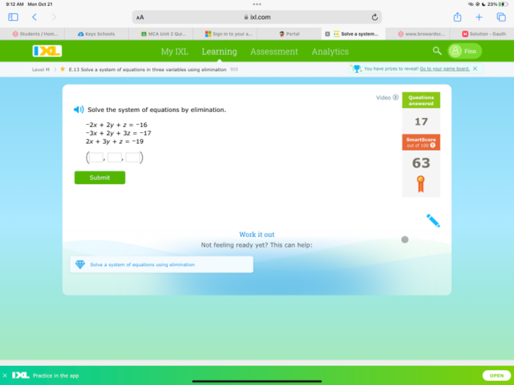 Solved: 9 12 AM Mon Oct 21 AA @ixL.com Students / Hom... *Keys Schools ...