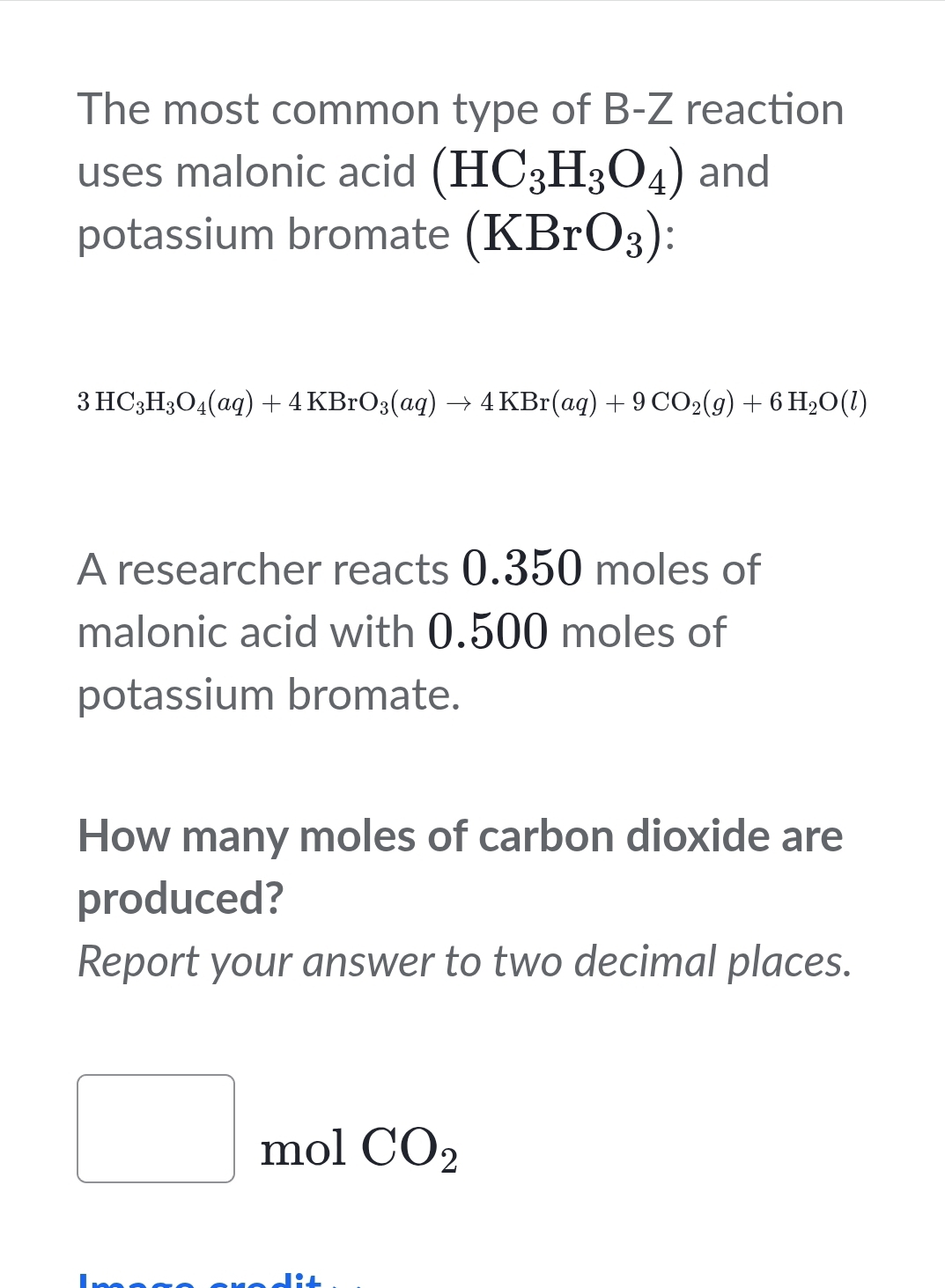 Solved: The most common type of B-Z reaction uses malonic acid (HC_3H ...