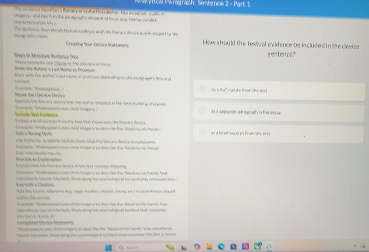 Solved: ragraph: Sentence 2 - Part 1 ris ventence sienties a liferary or syntactical device ...