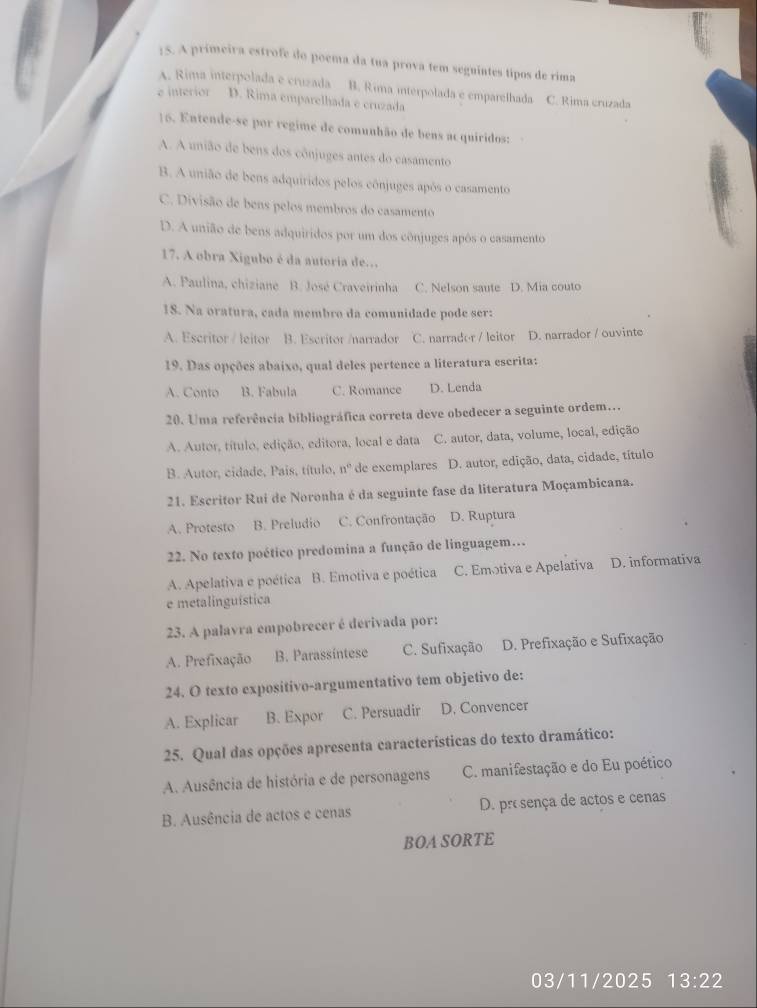 Résolu :5. A primeira estrofe do poema da tua prova tem seguintes tipos ...