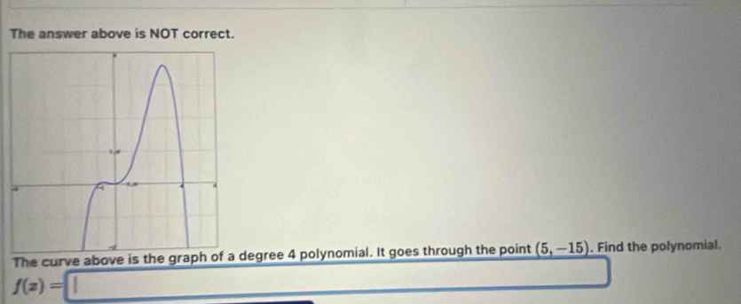 Solved: The answer above is NOT correct. The curve above is the graph ...