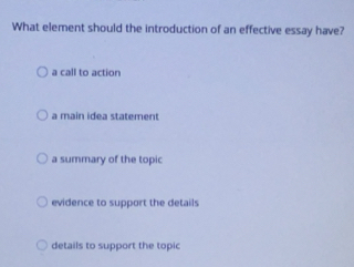 Risolto:What element should the introduction of an effective essay have ...
