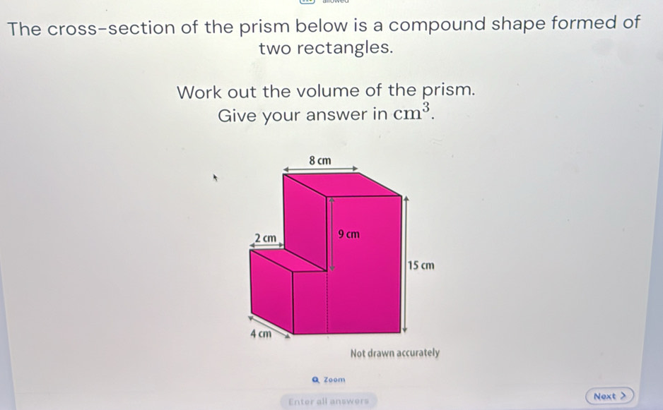 Solved: The cross-section of the prism below is a compound shape formed ...