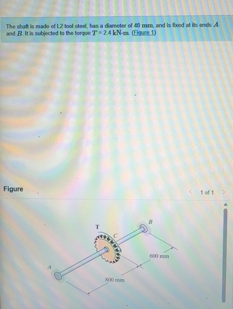 Solved: The shaft is made of L2 tool steel, has a diameter of 40 mm ...