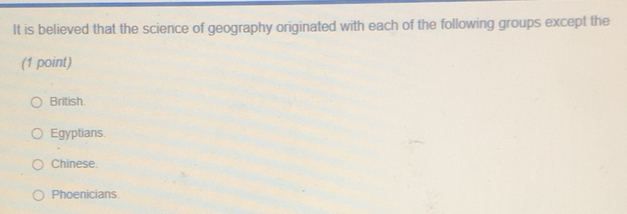 Solved: It is believed that the science of geography originated with ...