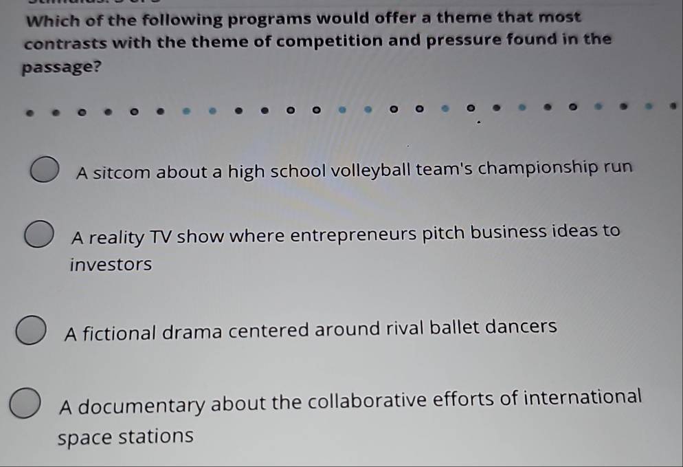 Solved: Which of the following programs would offer a theme that most ...