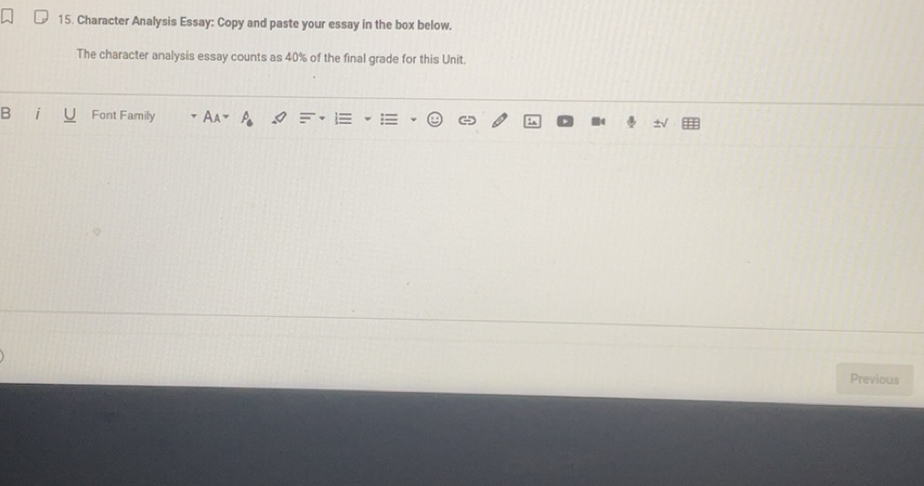 Solved: Character Analysis Essay: Copy and paste your essay in the box ...