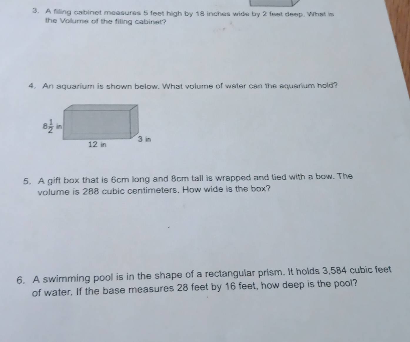 Solved: A filing cabinet measures 5 feet high by 18 inches wide by 2 ...