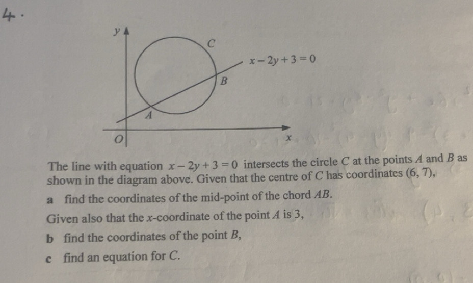 Solved: The line with equation x-2y+3=0 intersects the circle C at the ...
