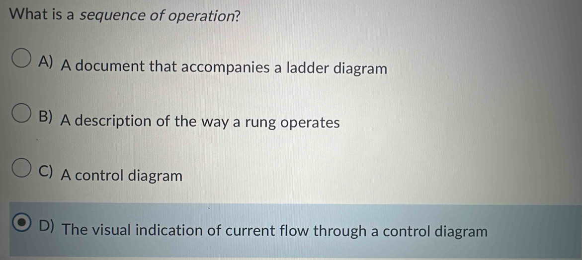 Solved: What is a sequence of operation? A) A document that accompanies ...