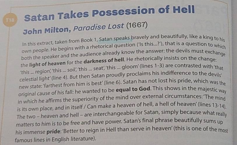 Risolto:T18 Satan Takes Possession of Hell John Milton, Paradise Lost ...