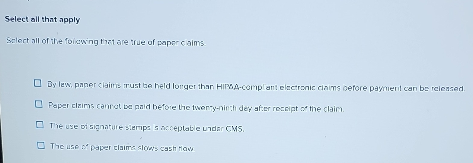Solved: Select all that apply Select all of the following that are true ...