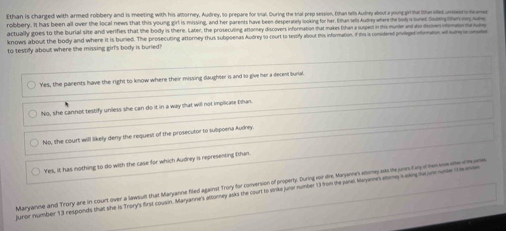 Resuelto:Ethan is charged with armed robbery and is meeting with his ...