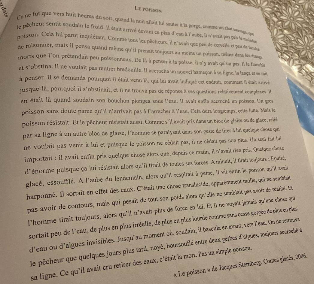 Résolu :Le poisson B Ce ne fut que vers huit heures du soir, quand la ...