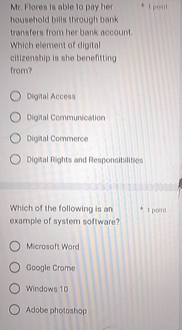 Solved: Mr. Flores is able to pay her 1 point household bills through ...