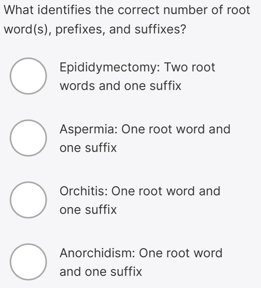 Solved: What identifies the correct number of root word(s), prefixes ...