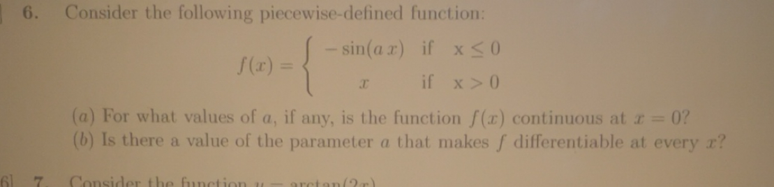 Solved: Consider the following piecewise-defined function: f(x ...