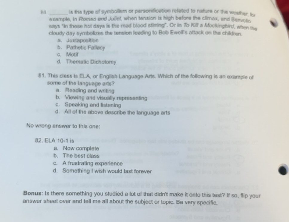 Solved: is the type of symbolism or personiification rellated to nature ...
