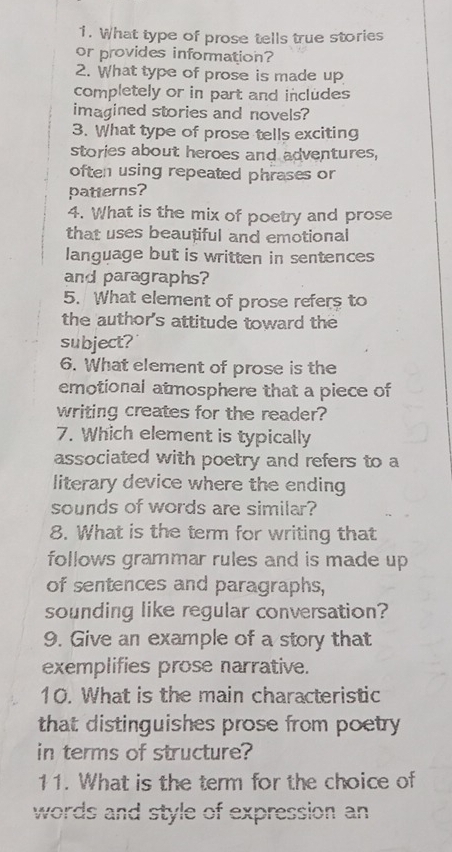 Solved: What type of prose tells true stories or provides information ...