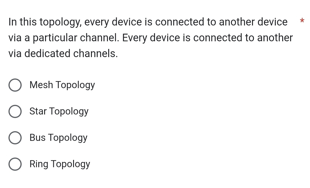 Solved: In this topology, every device is connected to another device ...