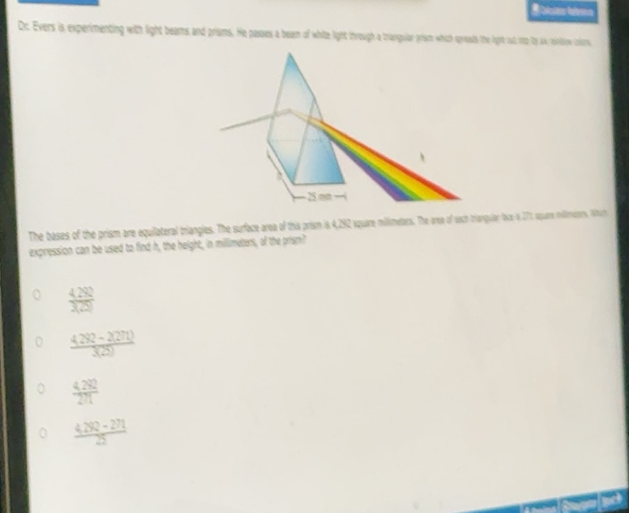 Solved: Dr. Evers is experimenting with light beams and prisms. He ...