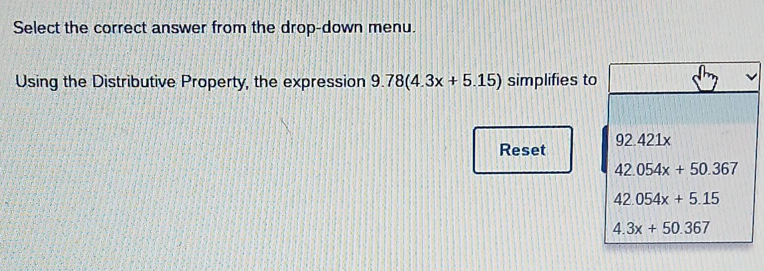 Solved: Select the correct answer from the drop-down menu. Using the ...