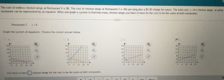 Solved: The cost of endless chicken wings at Restaurant X is $6. The ...