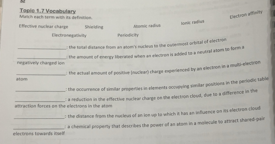 Solved: Topic 1.7 Vocabulary Match each term with its definition ...