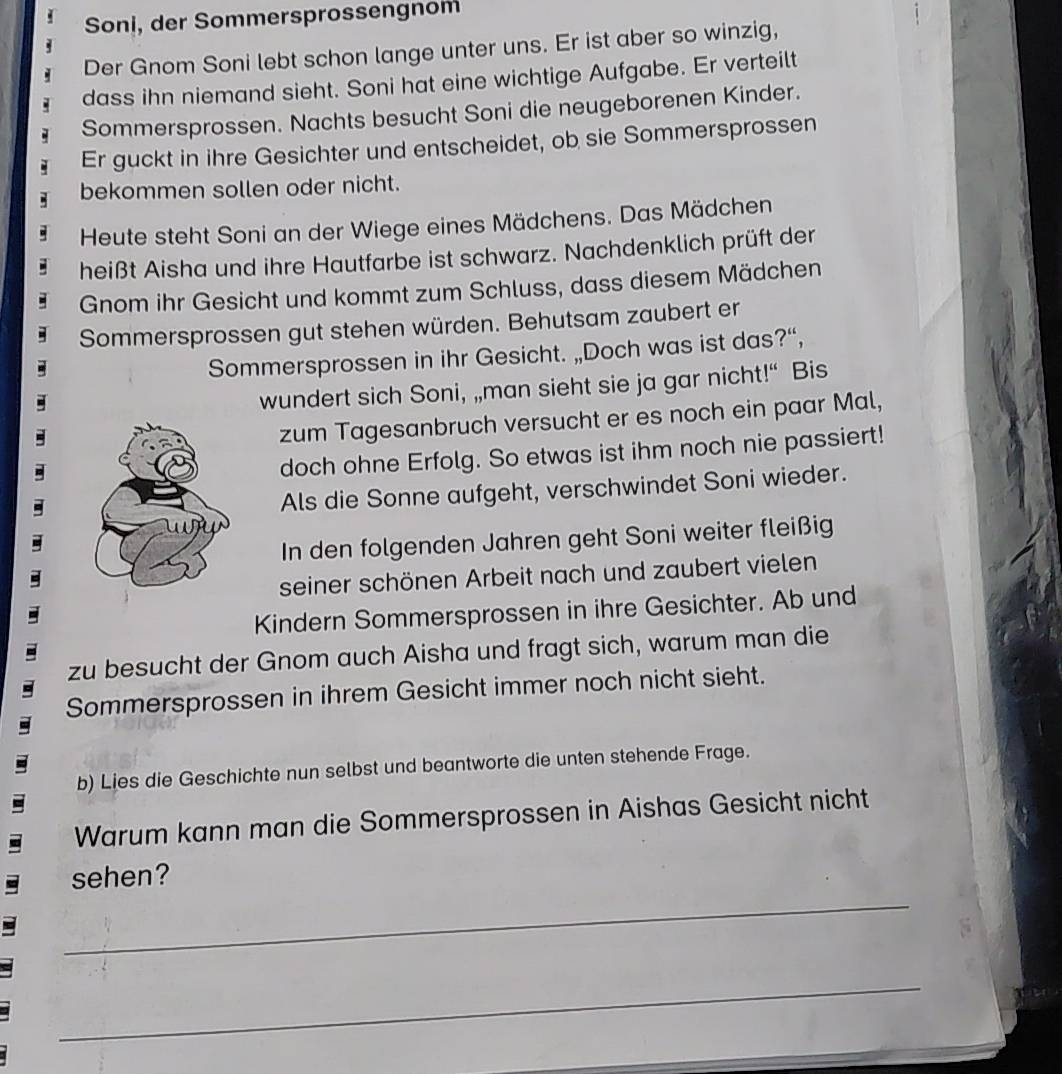 Gelöst:Soni, der Sommersprossengnom Der Gnom Soni lebt schon lange ...