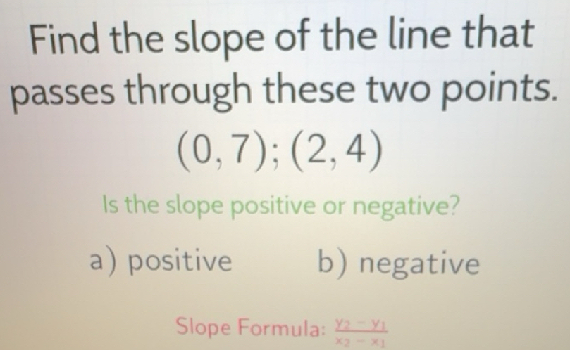 Solved: Find the slope of the line that passes through these two points ...