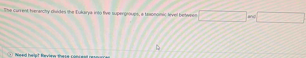Solved: The current hierarchy divides the Eukarya into five supergroups ...
