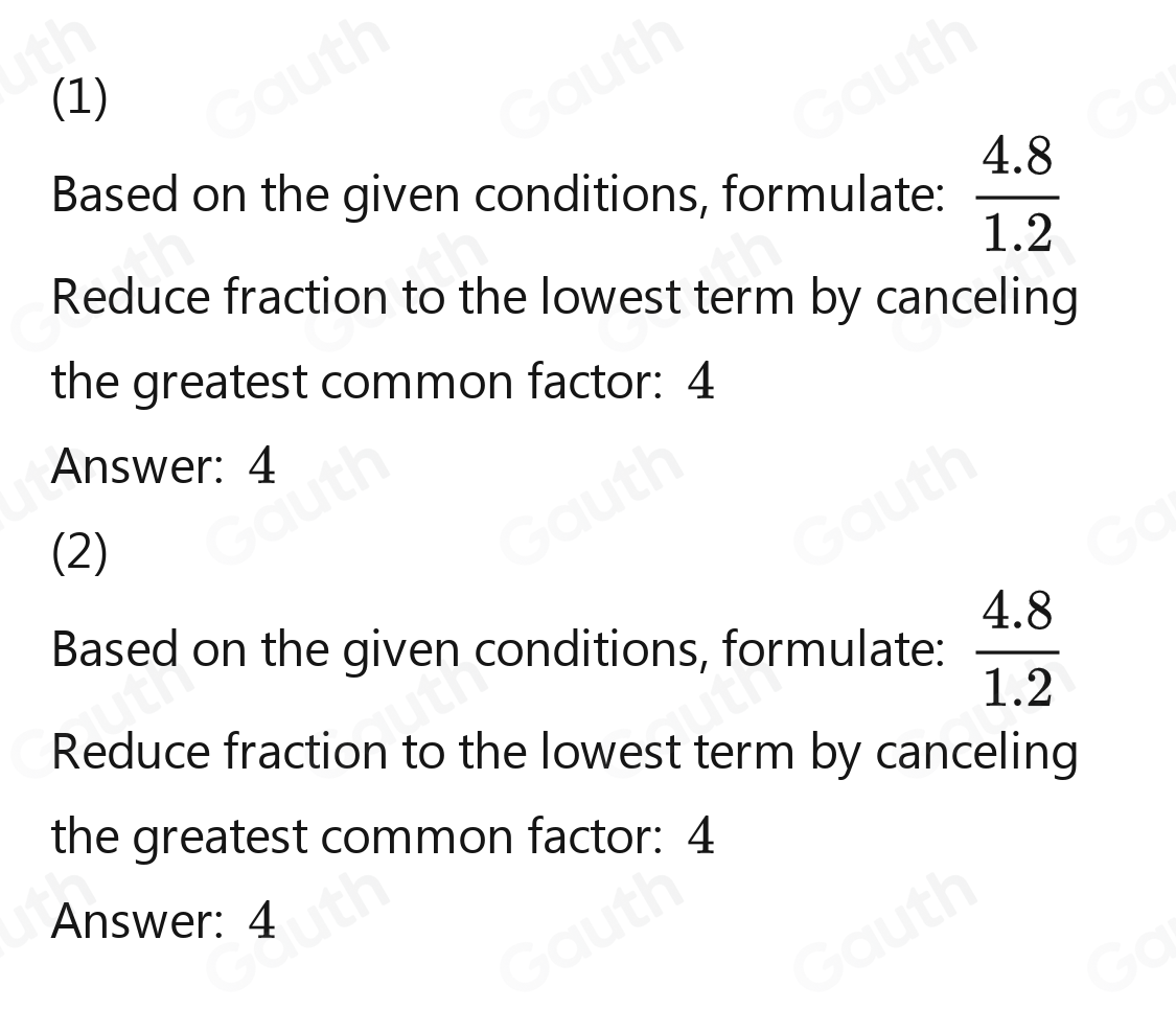 Solved: Divide 4.8 by 1.2 [Math]