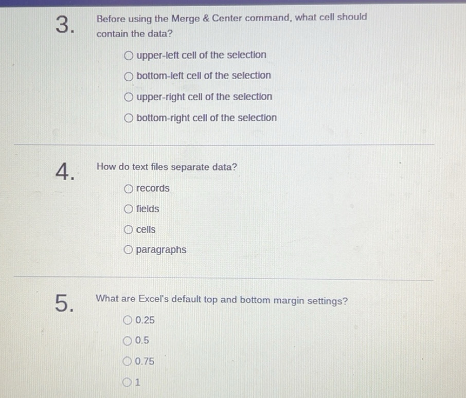 Solved: Before using the Merge & Center command, what cell should 3. contain the data? upper ...