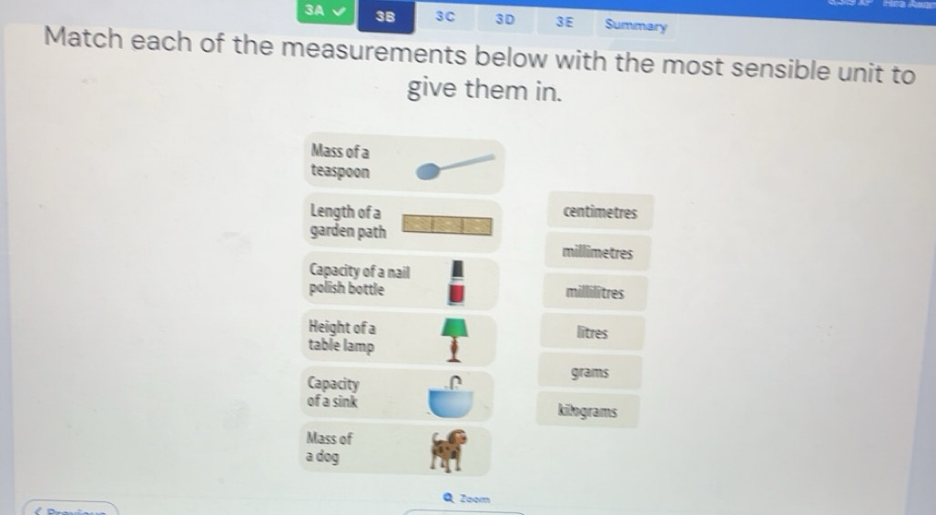 Solved: 3A 3B 3C 3D 3E Summary Match each of the measurements below ...