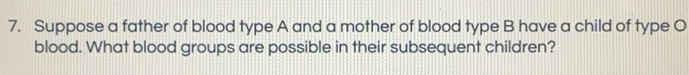 Solved: Suppose a father of blood type A and a mother of blood type B ...