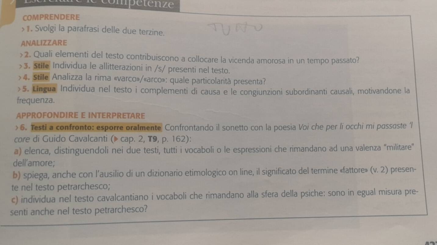 Risolto:ompetenze COMPRENDERE » 1. Svolgi la parafrasi delle due ...